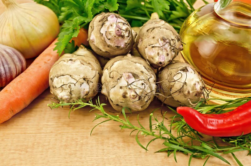 Jerusalem Artichokes with Vegetables on the Board Stock Image - Image ...