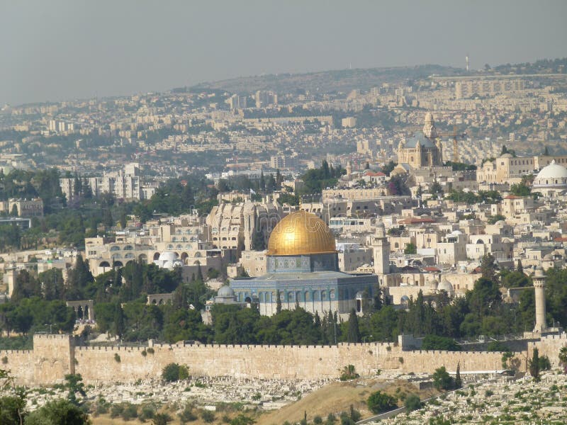 View Overlooking Jerusalem City Stock Photo - Image of roof ...