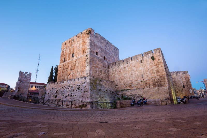 Jerusalem - the Citadel Walls in Evening Stock Image - Image of israel ...