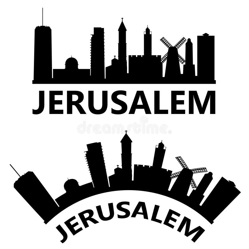 Jerusalem City Skyline Silhouette. Jerusalem Skyline Sign. Jerusalem ...