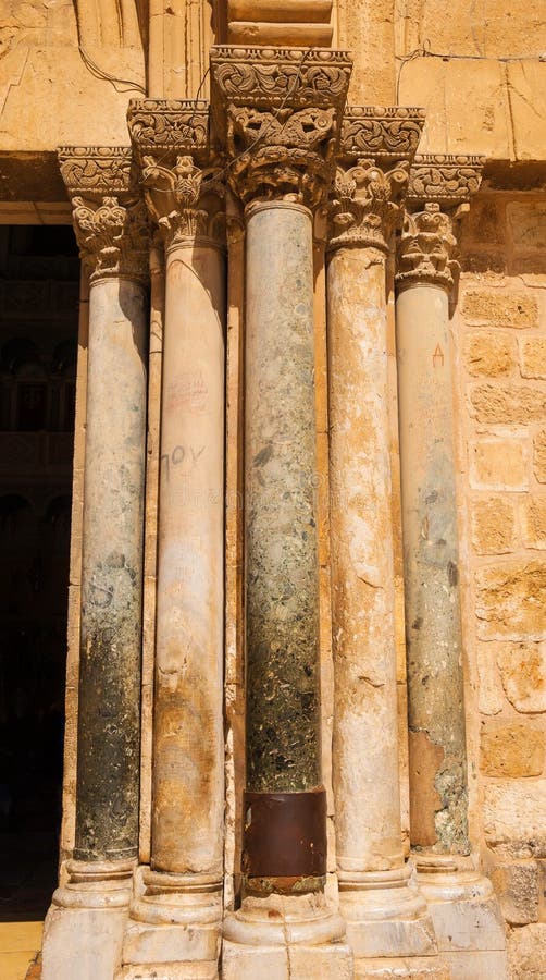 Columns Of The Temple Of The Holy Sepulcher Stock Photo - Image of ...
