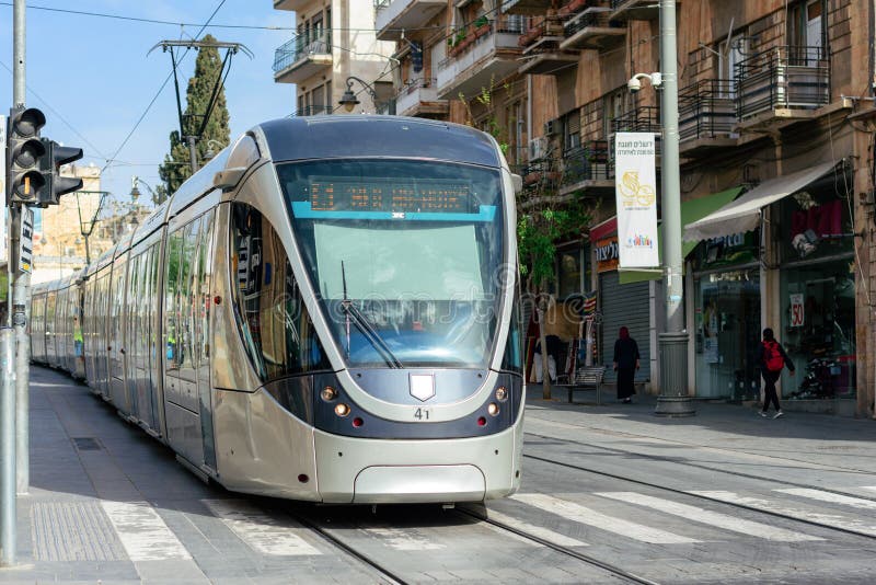 JERUSALEM, ISRAEL - APRIL 2017: the Jerusalem Light Rail is a L ...