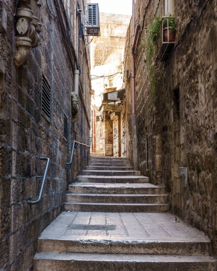 JERUSALEM, ISRAEL - April 2, 2018: on the Narrow Street of the Old Part ...