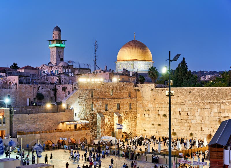 Jerusalem Israel. Dome of the Rock, Temple Mount and Wailing Wall at ...