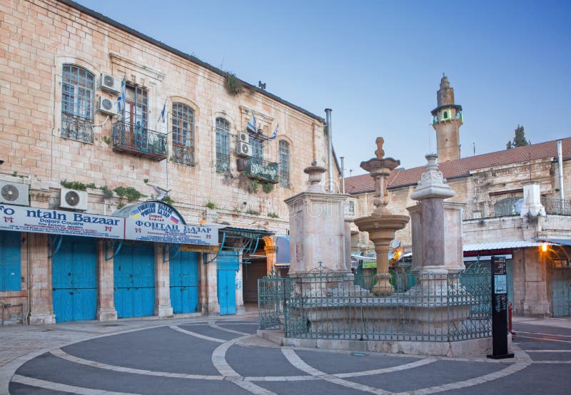 JERUSALEM, ISRAEL - MARCH 5, 2015: the Little Square in Old City ...