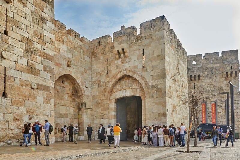 View of the Jaffa Gate in Jerusalem. the Old Gate Has the Shape of a ...