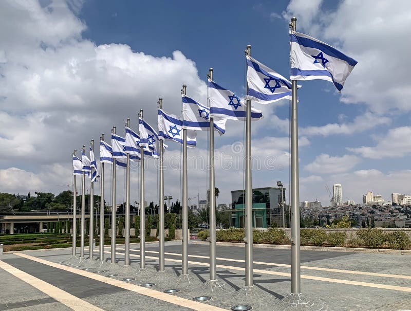 Israeli Flags in the Courtyard of the Knesset Editorial Photography ...