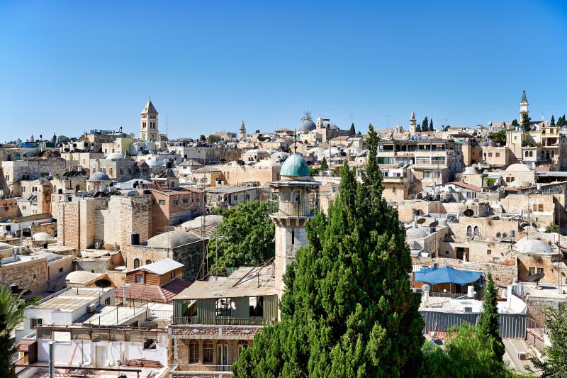 Jerusalem Israel. View of the Old City Stock Photo - Image of middle ...