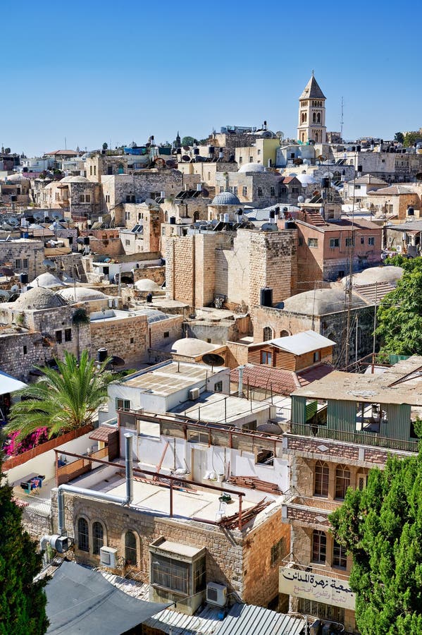Jerusalem Israel. View of the Old City Stock Image - Image of suburb ...