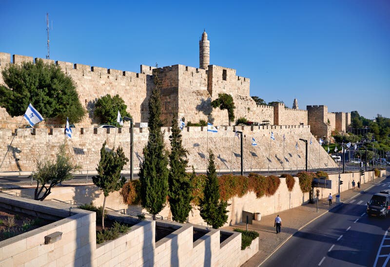 Jerusalem Israel. the Walls of the Old City at Jaffa Gate Editorial ...