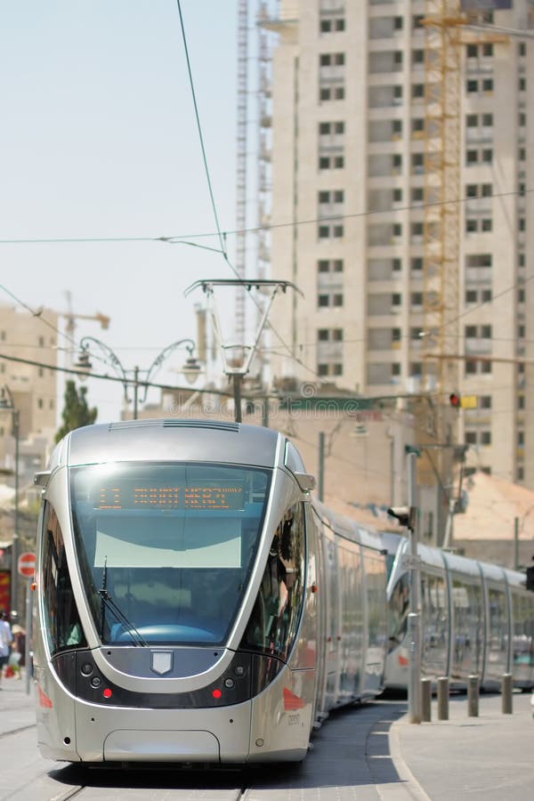 Jerusalem Light Rail Tram Train Editorial Stock Image - Image of road ...