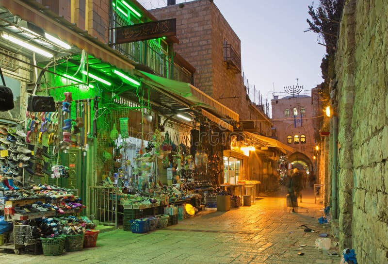 Jerusalem - the Market Street in Old Town at Full Activity. Editorial ...