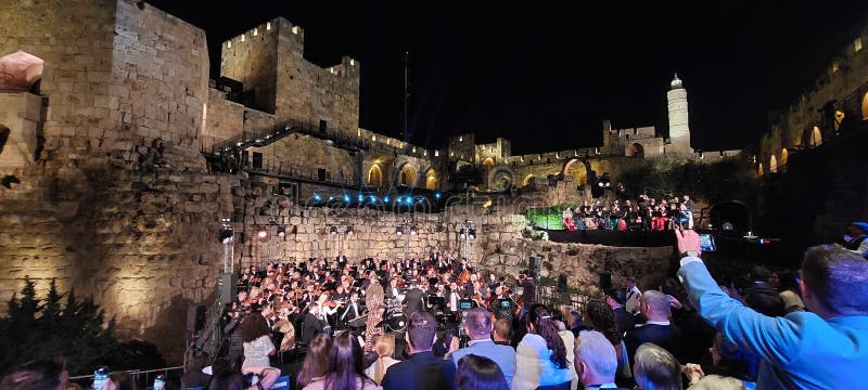 Jerusalem Mega Concert în the Night. Editorial Stock Image - Image of ...