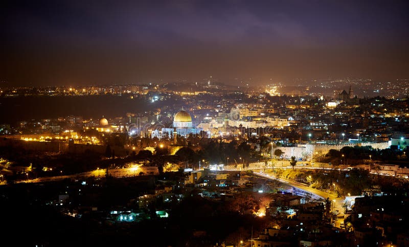 Jerusalem at night stock image. Image of shrine, israeli - 67215621