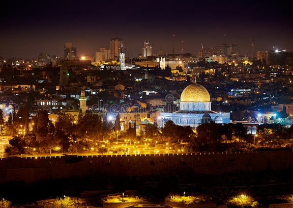 Jerusalem at Night stock image. Image of history, dome - 53453893