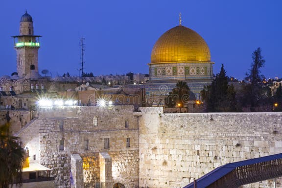 Jerusalem at night stock photo. Image of dome, western - 38328086