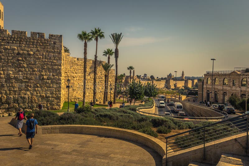 Jerusalem - October 03, 2018: Walls of the Old City of Jerusalem ...