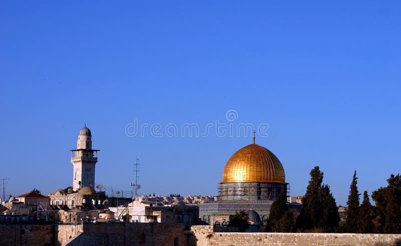 Panoramic View of Famous Mosque in Jerusalem. Stock Photo - Image of ...
