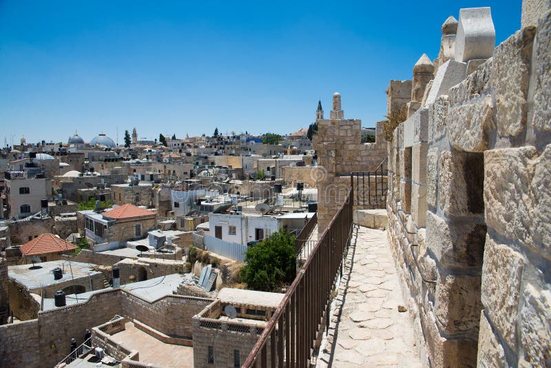 Jerusalem old city editorial stock image. Image of aerial - 76322484