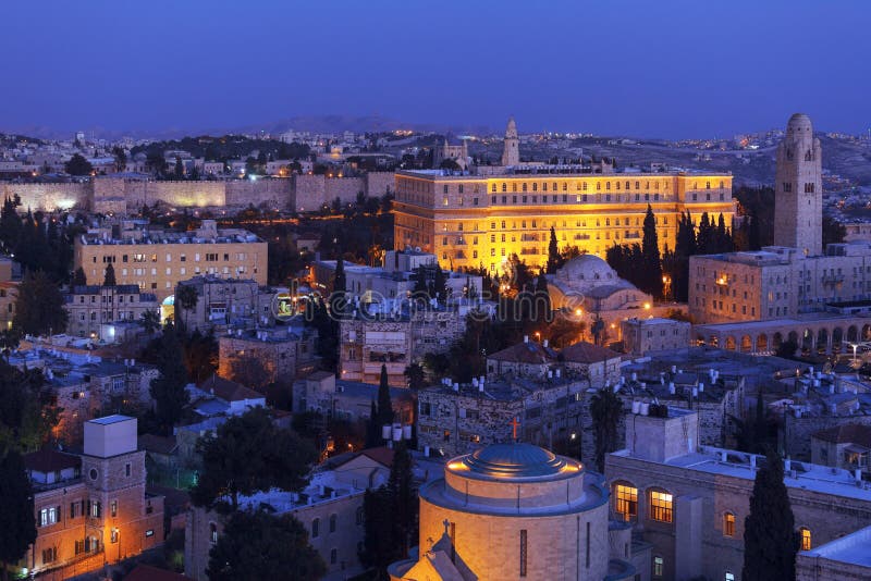 Jerusalem Old City at Night, Israel Stock Photo - Image of historical ...