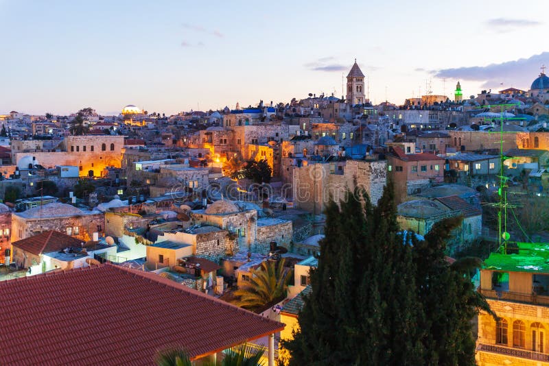 Jerusalem Old City Skyline Night Roof Stock Photos - Free & Royalty ...
