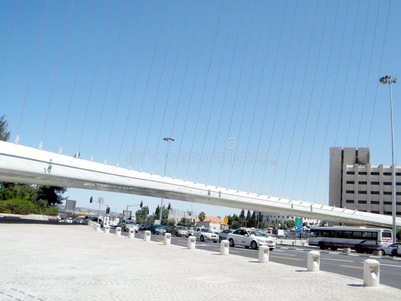 Jerusalem Part of Chords Bridge 2010 Editorial Photo - Image of ...
