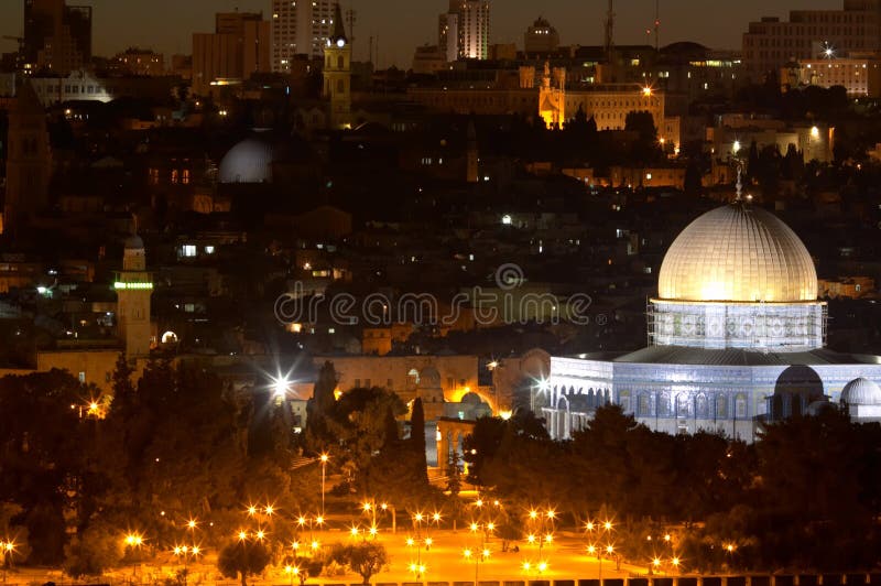 The Night in Jerusalem Streets Stock Image - Image of culture, jews ...