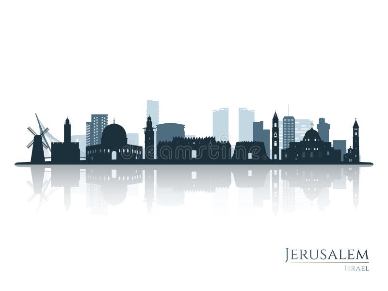 Jerusalem Skyline Silhouette with Reflection. Stock Vector ...
