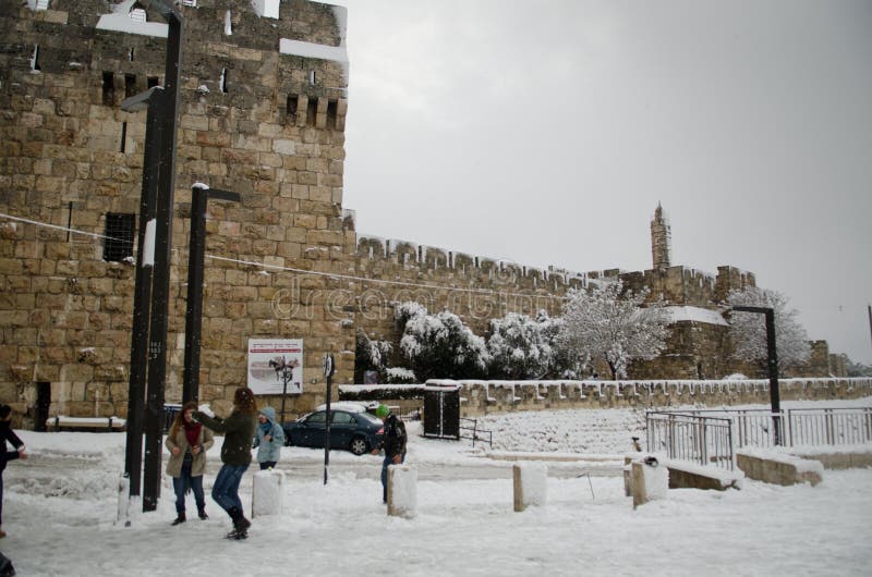 Jerusalem in Winter during Snowfall Editorial Stock Photo - Image of ...