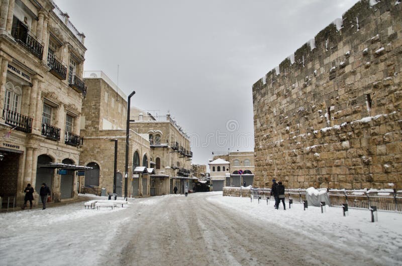 Jerusalem during snowfall editorial photography. Image of covered ...