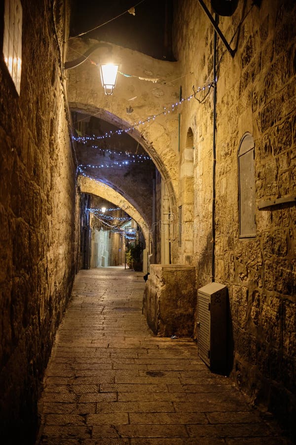 Jerusalem Streets at Night - ISRAEL Stock Image - Image of jerusalem ...