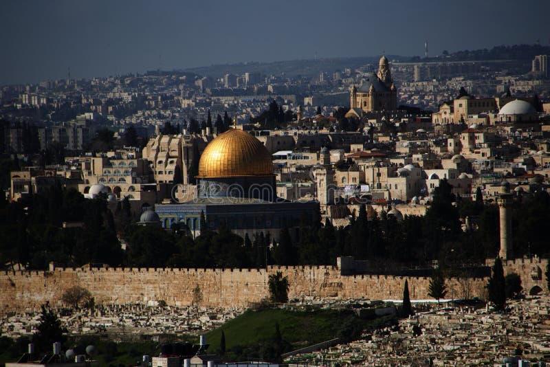 Jerusalem Temple Mount View from Mount of Olives Stock Photo - Image of ...