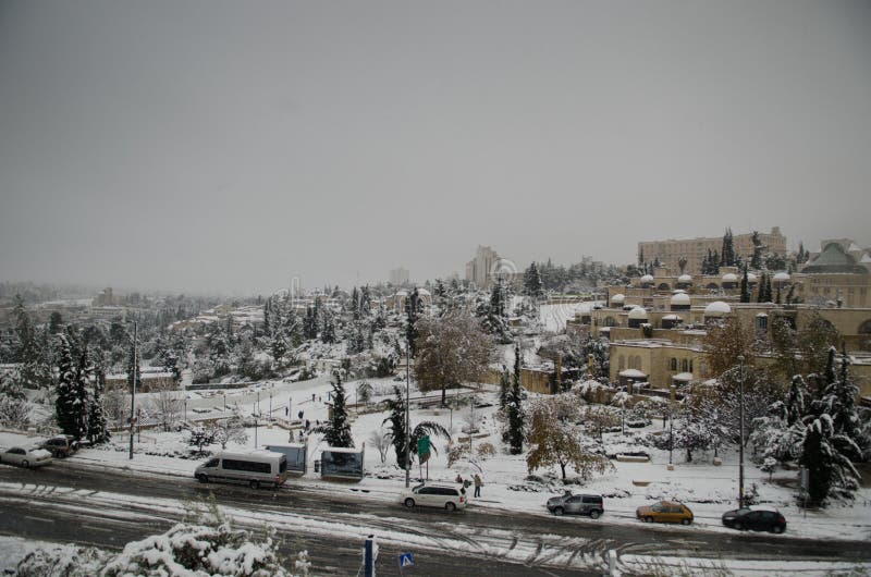 Jerusalem in Winter during Snowfall Editorial Stock Photo - Image of ...