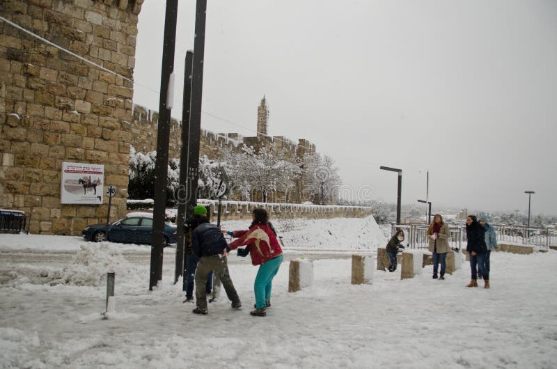Snowy Jerusalem Winter Time Editorial Stock Photo - Image of ancient ...