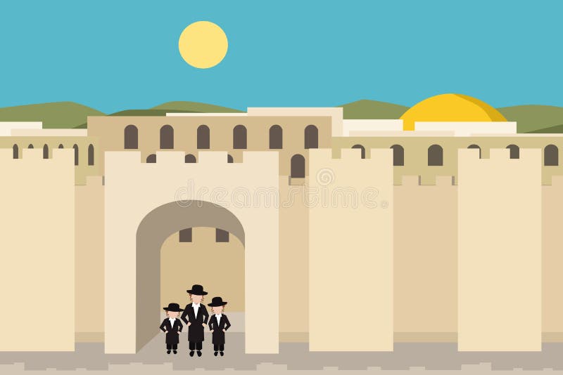 Jerusalim Old City Background Cartoon Stock Vector - Illustration of ...