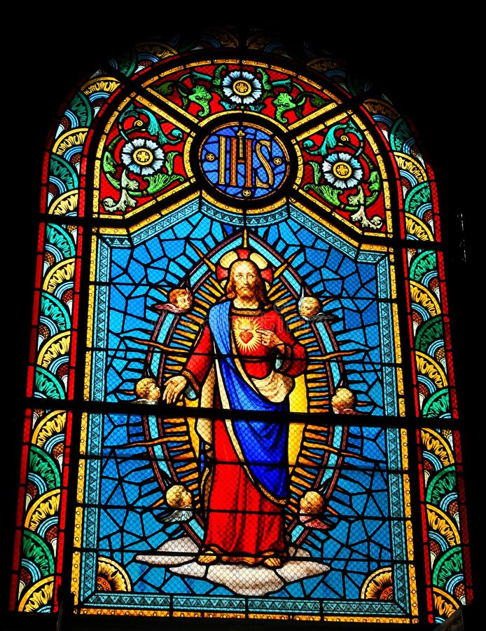Corazón Sagrado De Jesus Christ - Vitral Imagen de archivo - Imagen de ...