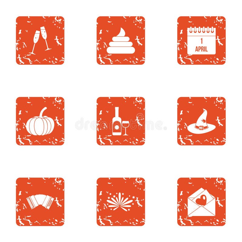 Jest Icons Set, Grunge Style Stock Vector - Illustration of facial ...