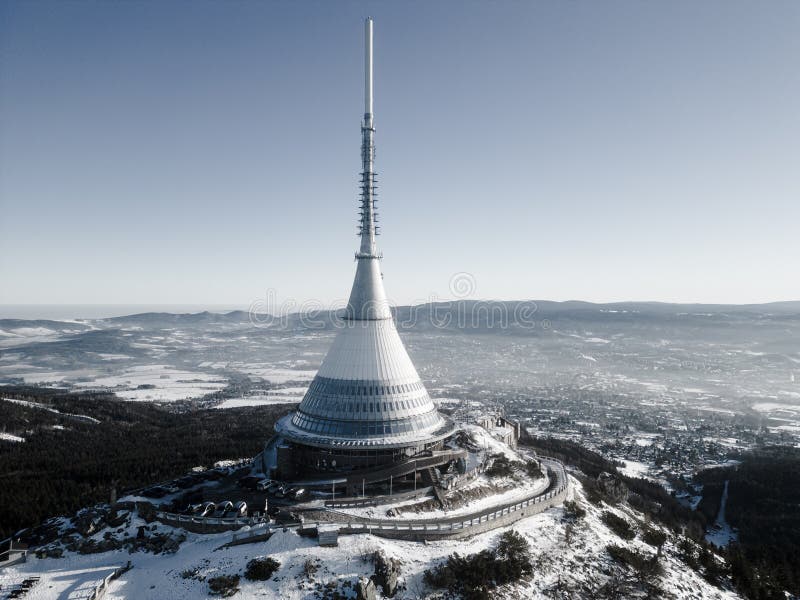 Jested Mountain in Wintertime from Above Stock Photo - Image of ...