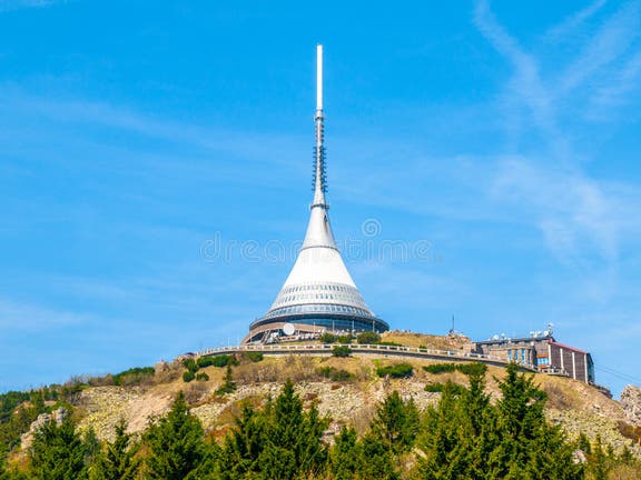 Jested - Unique Architectural Building. Hotel and TV Transmitter on the Top of Jested Mountain ...