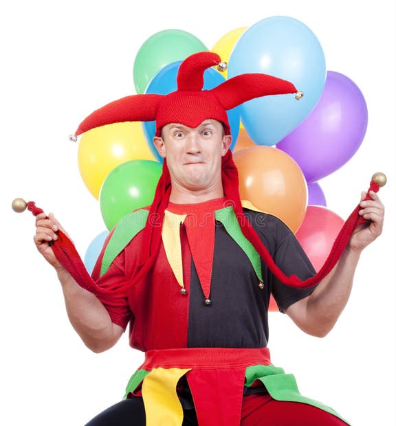 Jester with balloons stock photo. Image of joker, comedy - 25489372