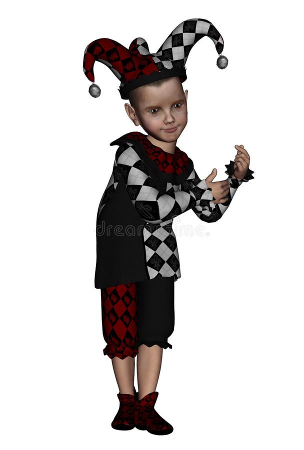 Jester Boy with Black, Red and White Clothes Stock Illustration ...