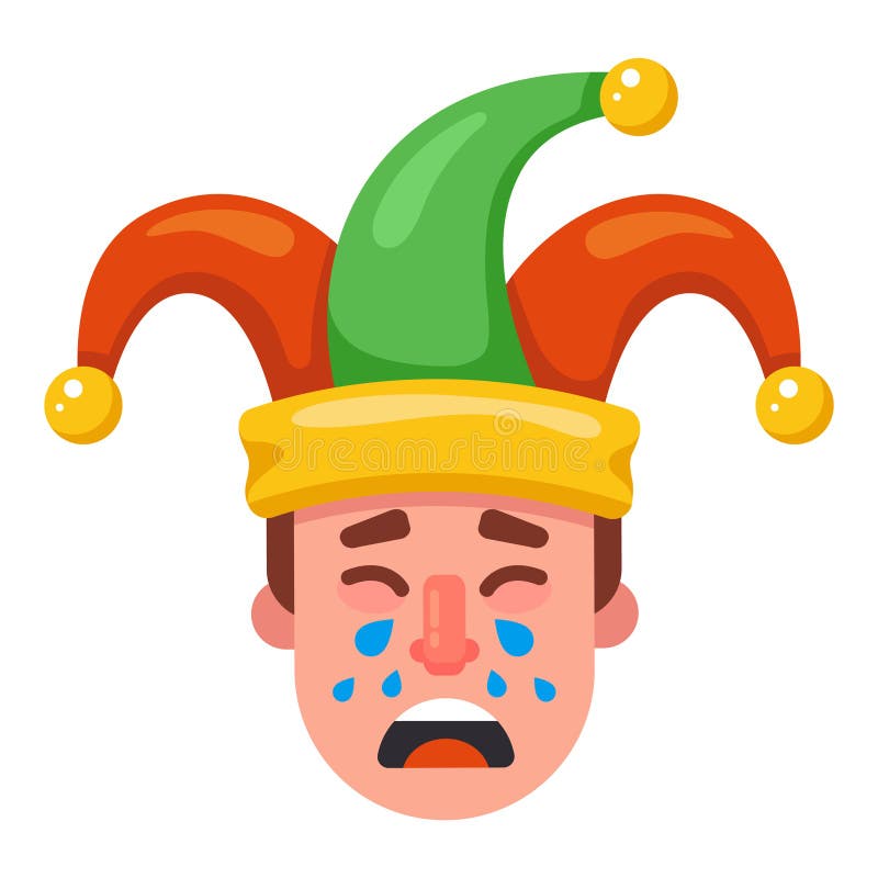 The Jester is Crying. Upset Clown in a Hat Stock Vector - Illustration ...