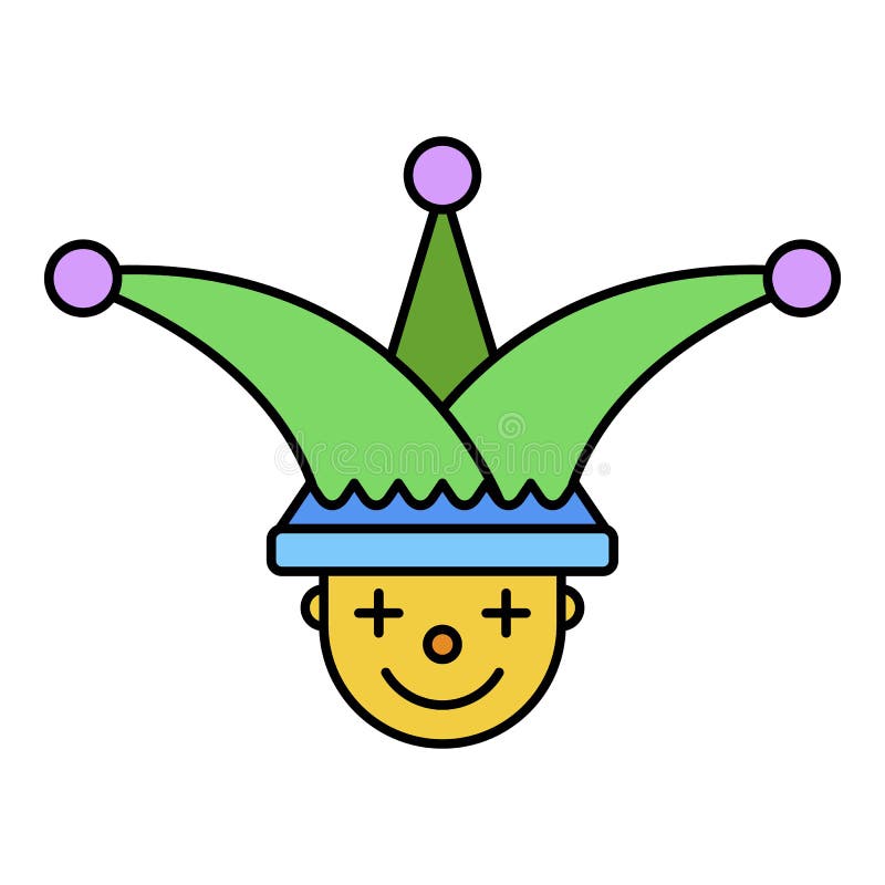 Jester Face Hat Icon Color Outline Vector Stock Vector - Illustration ...