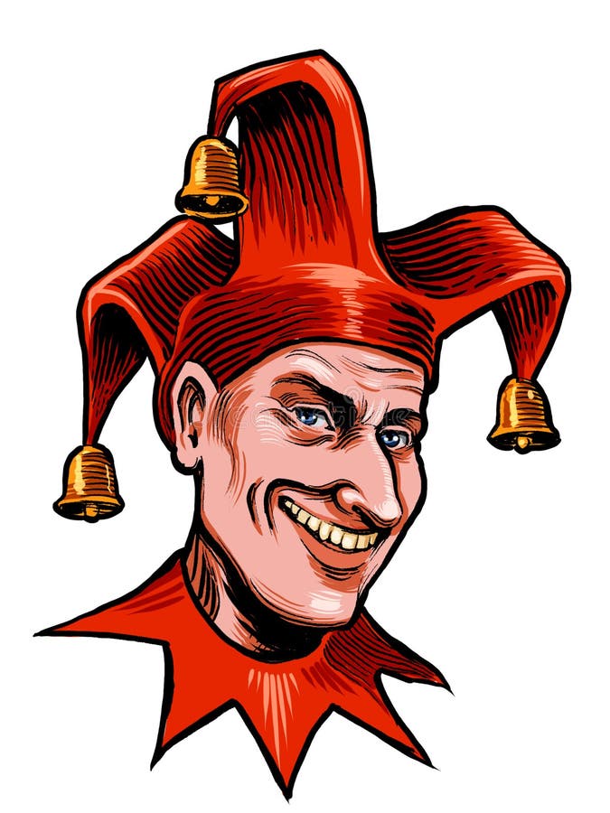 Jester head stock illustration. Illustration of clown - 277357427