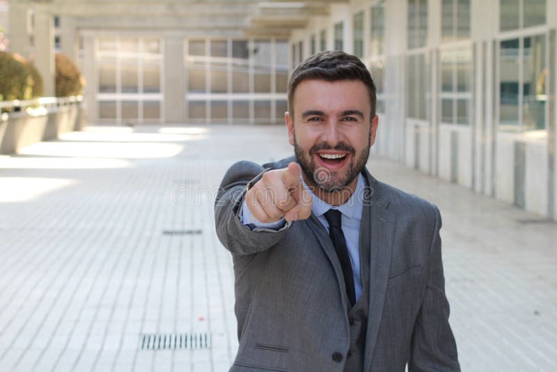 Jester in Office Space Pointing at Camera Stock Image - Image of ...