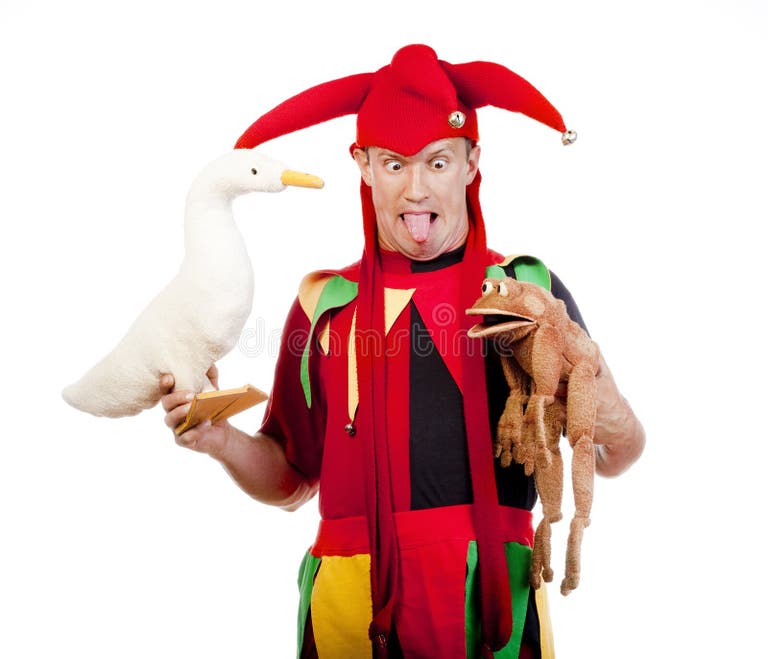 Jester with puppets stock image. Image of costume, comedian - 29198109