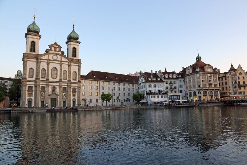 Jesuit Church in the City of Lucerne - LUCERNE, SWITZERLAND - AUGUST 16 ...
