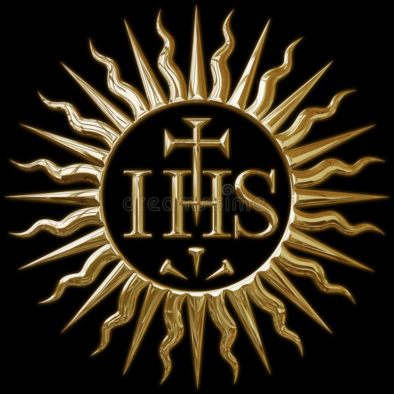 Jesuits Gold Symbol, Raster Illustration Stock Illustration ...