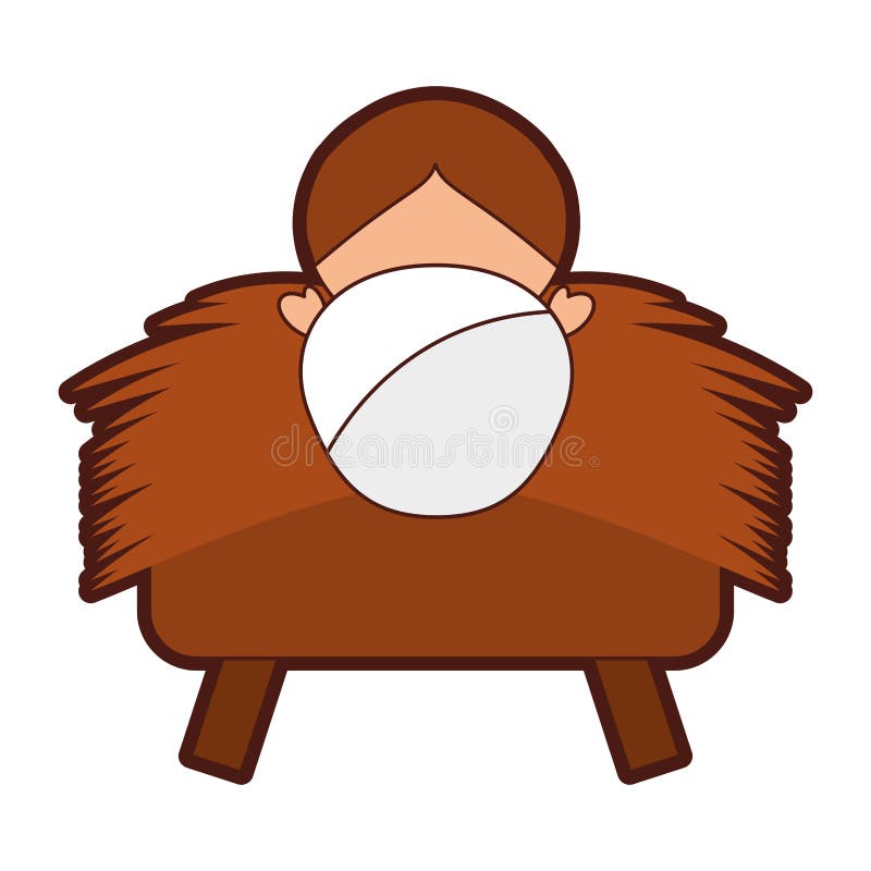 Jesus Baby in Straw Cradle Manger Stock Vector - Illustration of ...