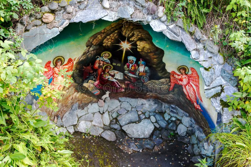 Jesus birth in the rock stock image. Image of antique - 27368877